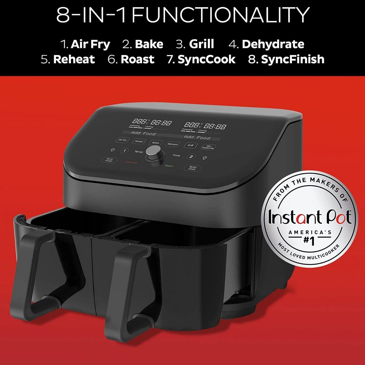 All Products: Instant Pot Vortex Plus Dual Basket With ClearCook - 7.6L ...