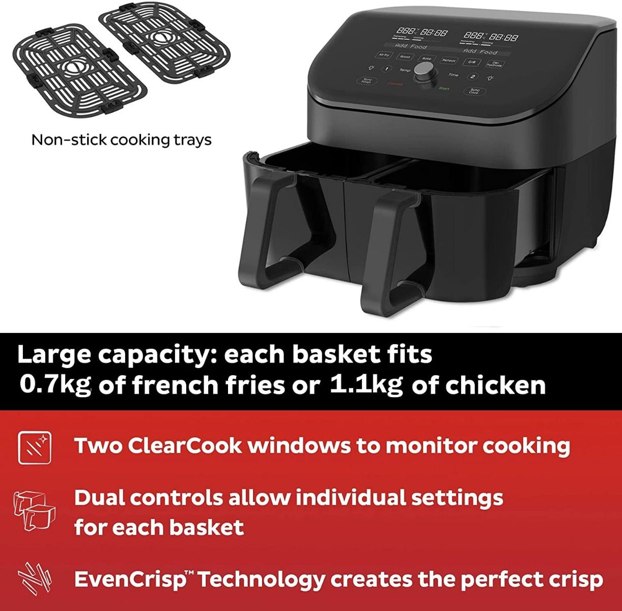 All Products: Instant Pot Vortex Plus Dual Basket With ClearCook - 7.6L ...